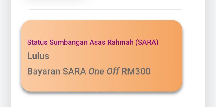 Semakan Status Bantuan Sara One Off RM300 RM150 Rasmi